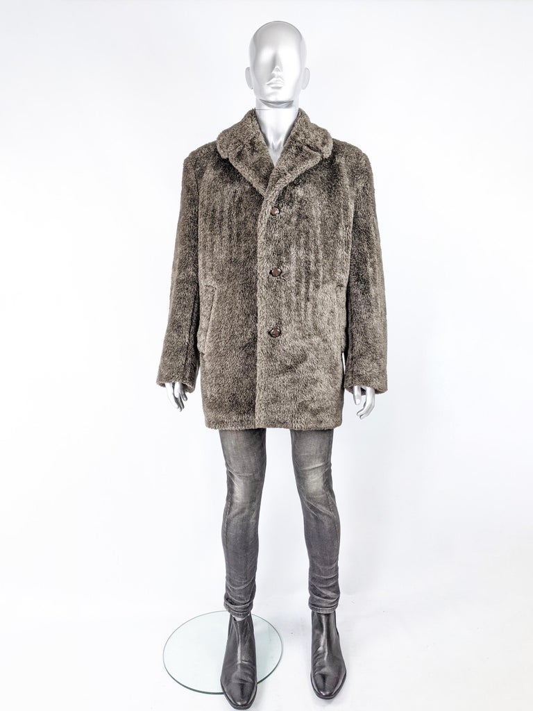 Mens Vintage Brown Faux Fur Coat, 1970s at 1stDibs | snorkel coat 1970