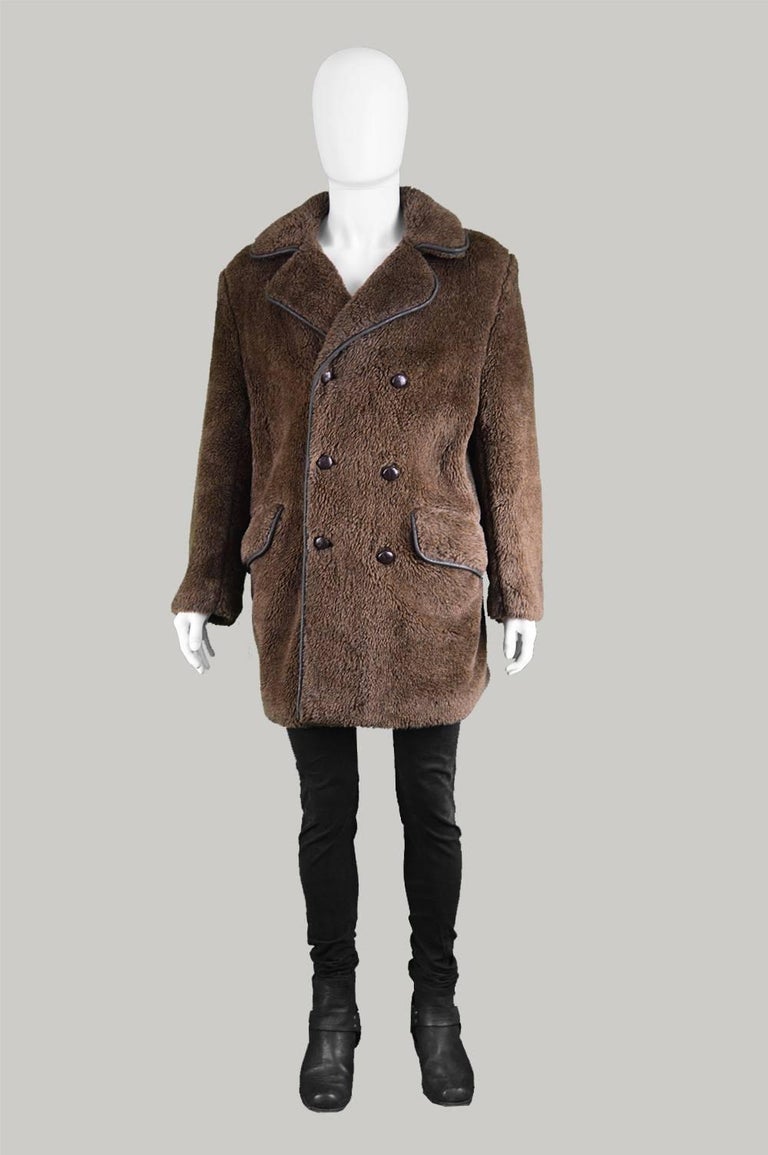 Men's Vintage Faux Fur Coat with Double Breasted Buttons, 1970s For Sale at 1stDibs | mens faux ...