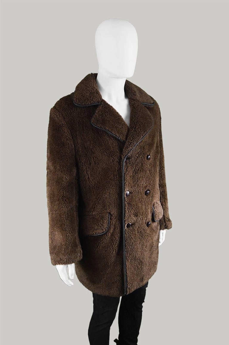 Men's Vintage Faux Fur Coat with Double Breasted Buttons, 1970s For Sale at 1stDibs | mens faux ...