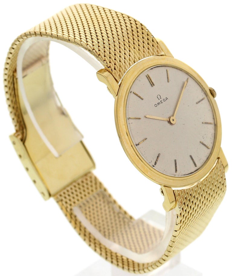 Men's Vintage Omega 18 Karat Yellow Gold Watch For Sale at 1stDibs ...