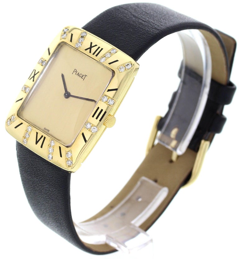 Men's Vintage Piaget 18 Karat Yellow Gold and Diamond Watch at 1stDibs