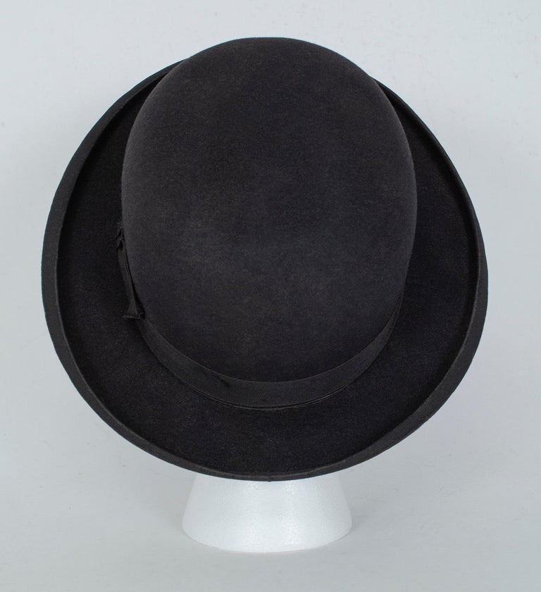 Men’s William Lyons Black Fine Felt Bowler Hat – size 7 1/8, 1920s For ...