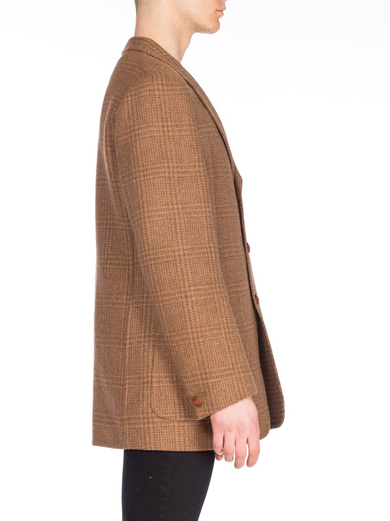 Gucci Men's Wool Plaid Blazer Suit Jacket with Embossed Leather Buttons ...