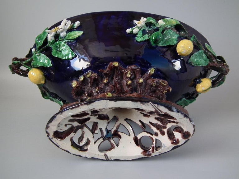 Menton Majolica Lemons Centrepiece Bowl For Sale at 1stdibs
