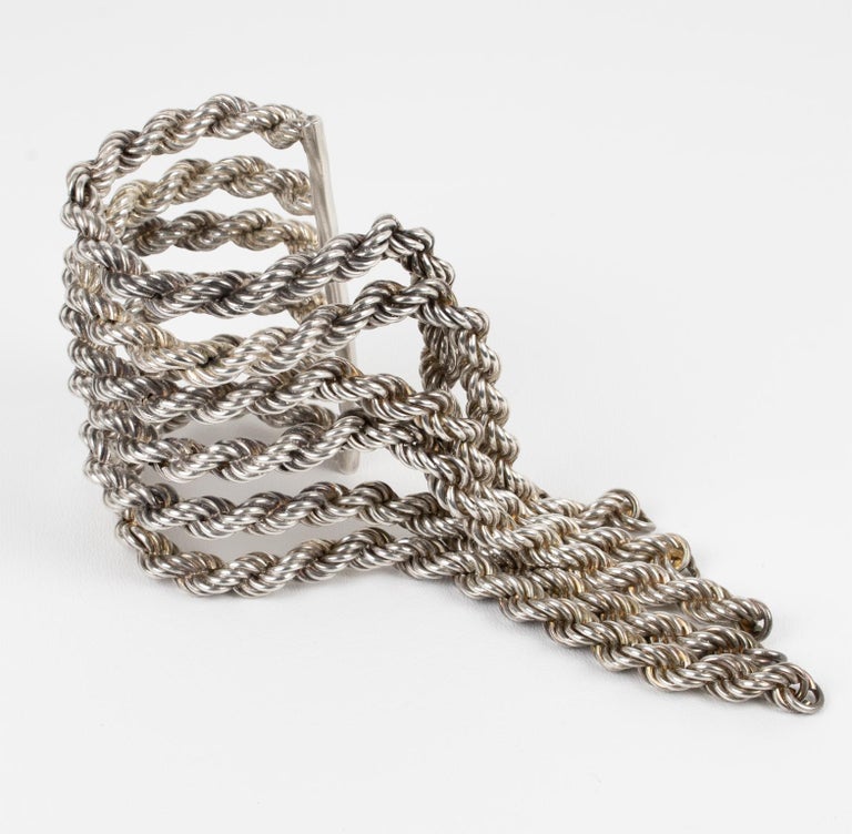 Mercedes Robirosa Massive Silver Plate Chain and Charm Cuff Bracelet ...