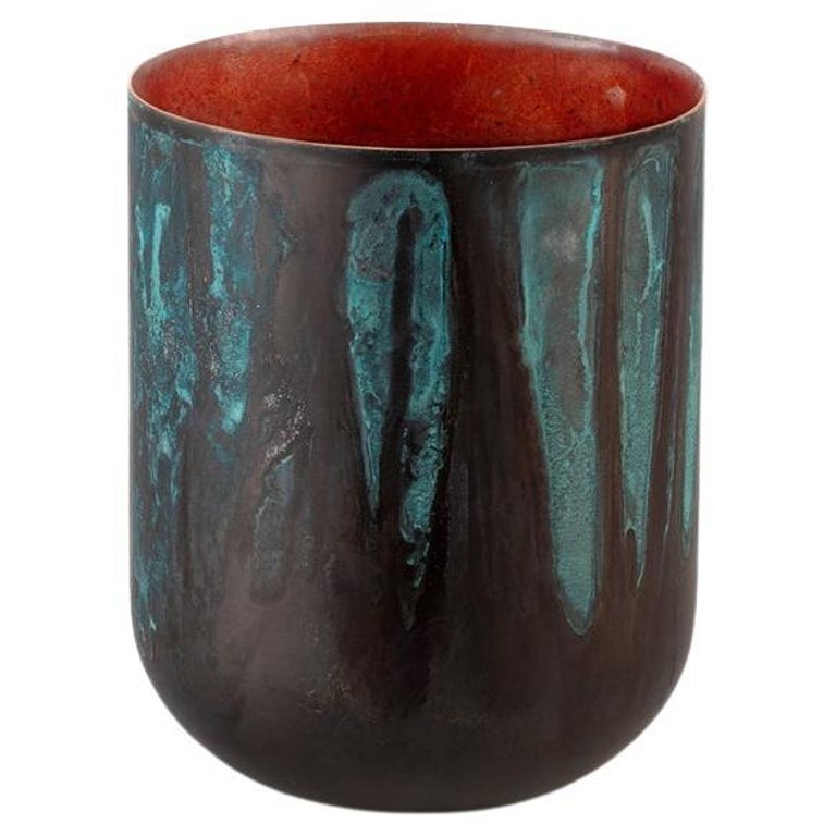Mercurio, Copper Vase with Enamelled Interior and Burnished Exterior ...
