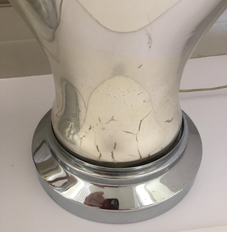 Mid-Century Mercury Glass Mirrored Silver Chrome Ginger Jar Table Lamps ...