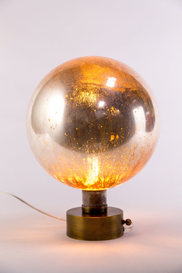 Mercury Glass Sphere Table Lamp at 1stDibs