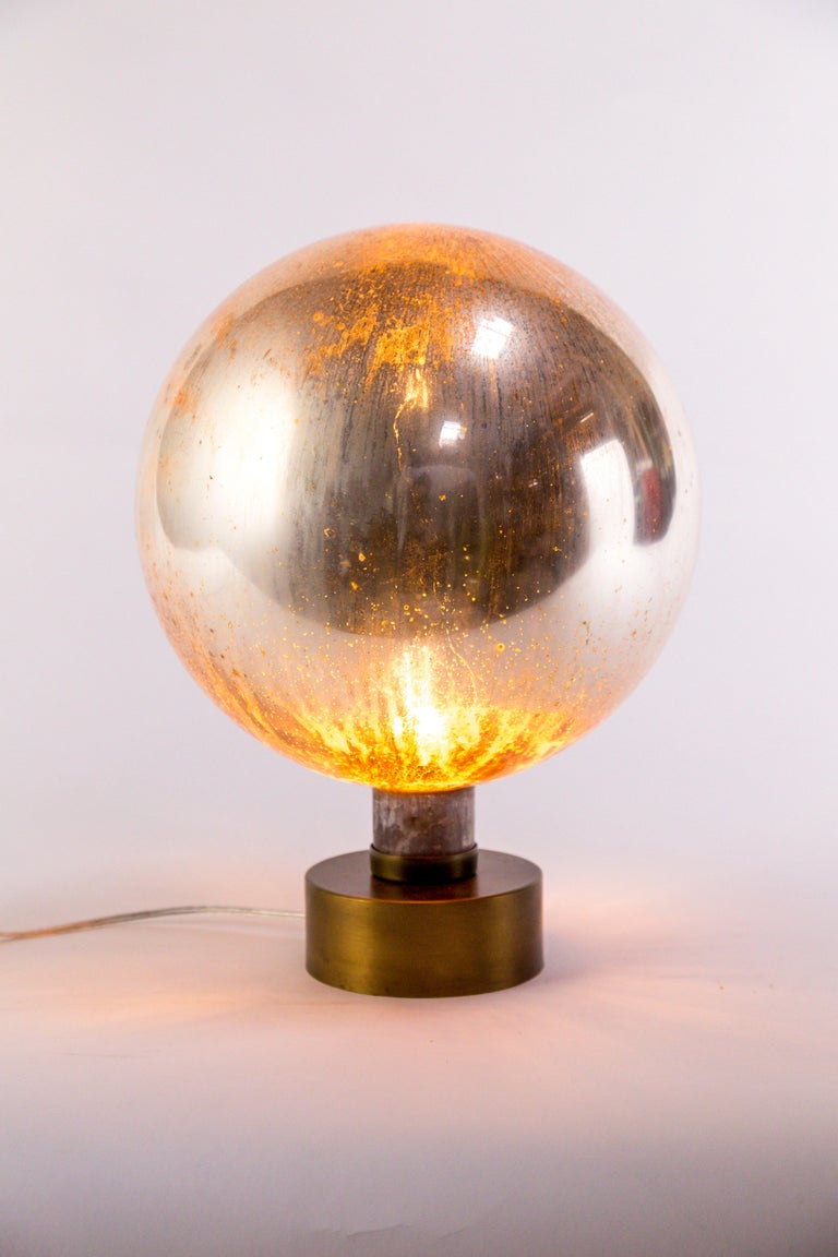 Mercury Glass Sphere Table Lamp at 1stDibs