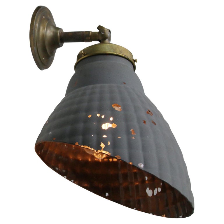 Mercury Glass Vintage Industrial Brass Scone Wall Lamp at 1stDibs