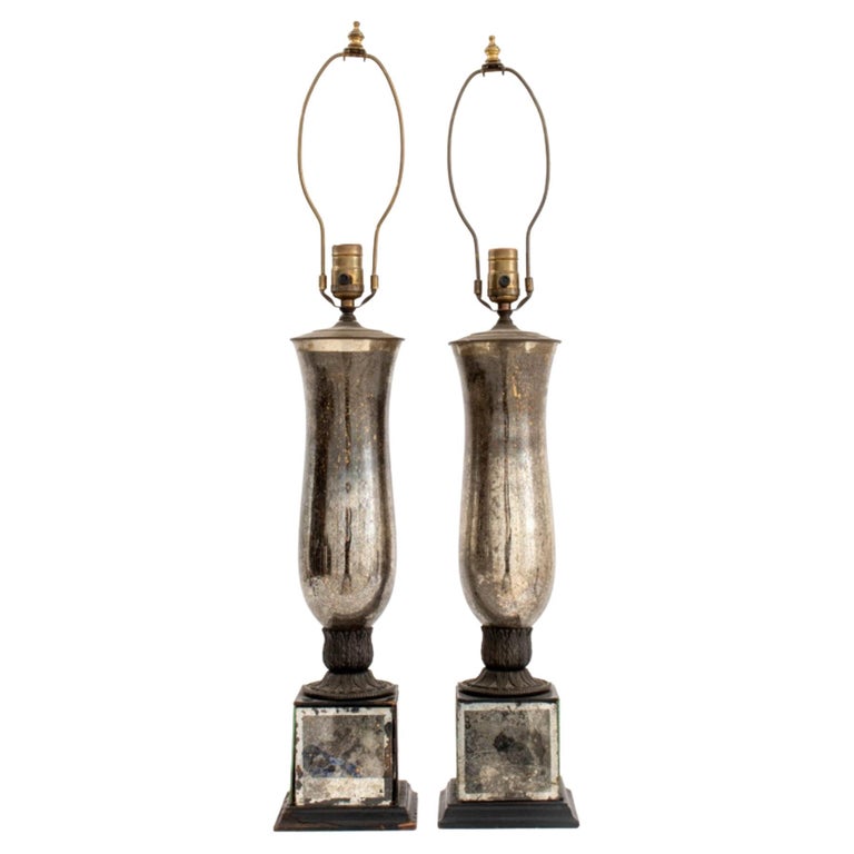 Mercury Mirror Baluster Vase Lamps, 2, 1940s For Sale at 1stDibs