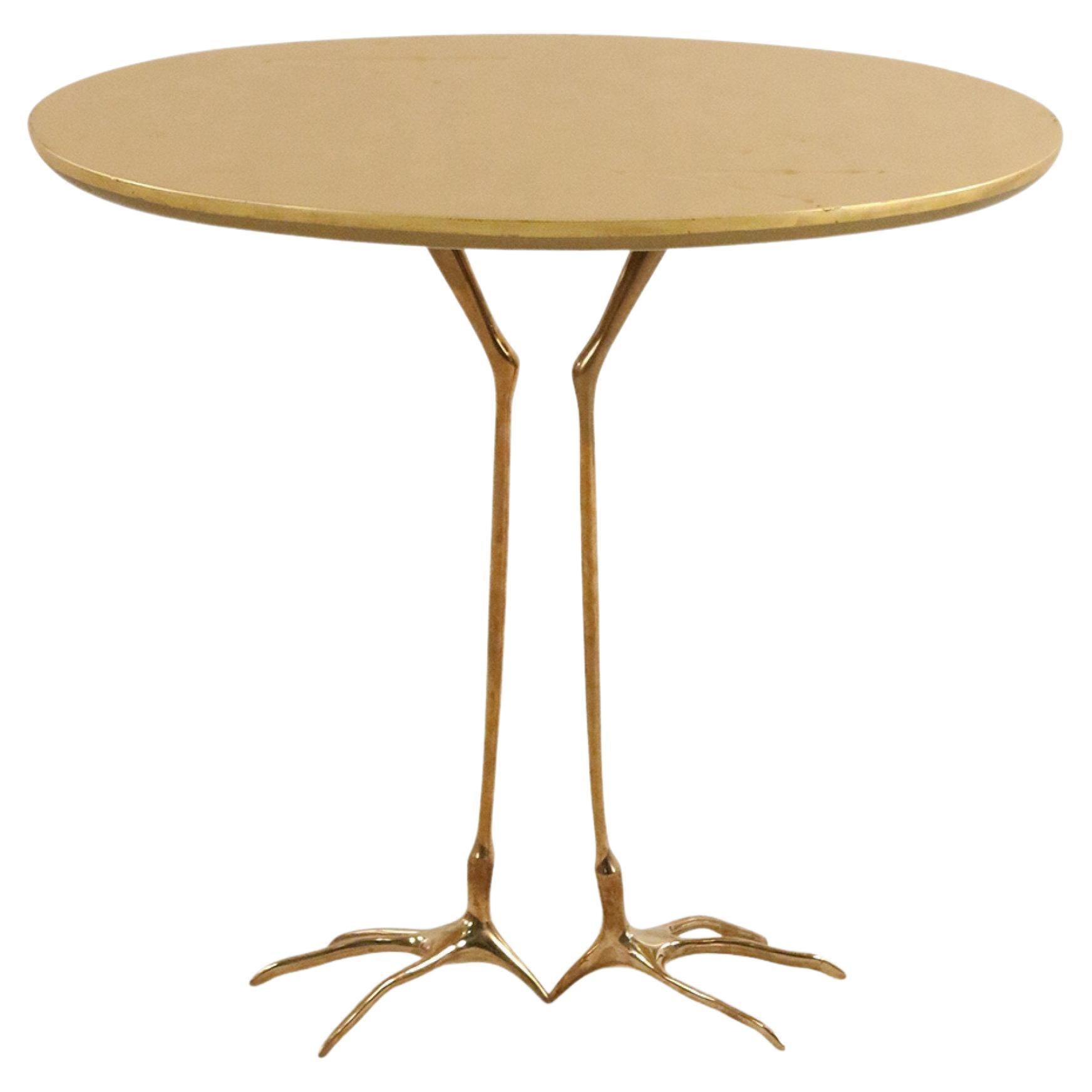 "Traccia" Gold Leaf Bird Leg Table by Meret Oppenheim at 1stDibs