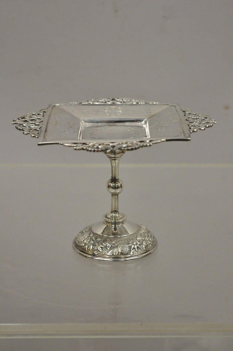 Meriden B. Victorian Silver Plate Small Ornate Dessert Stand Serving ...