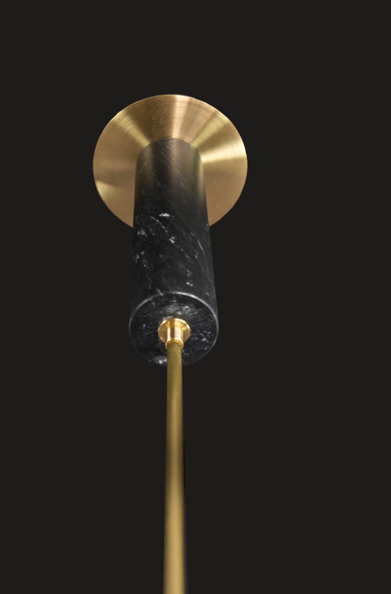 Meridian Single, Orb Contemporary Pendant, Hand Blown Glass, Brass ...