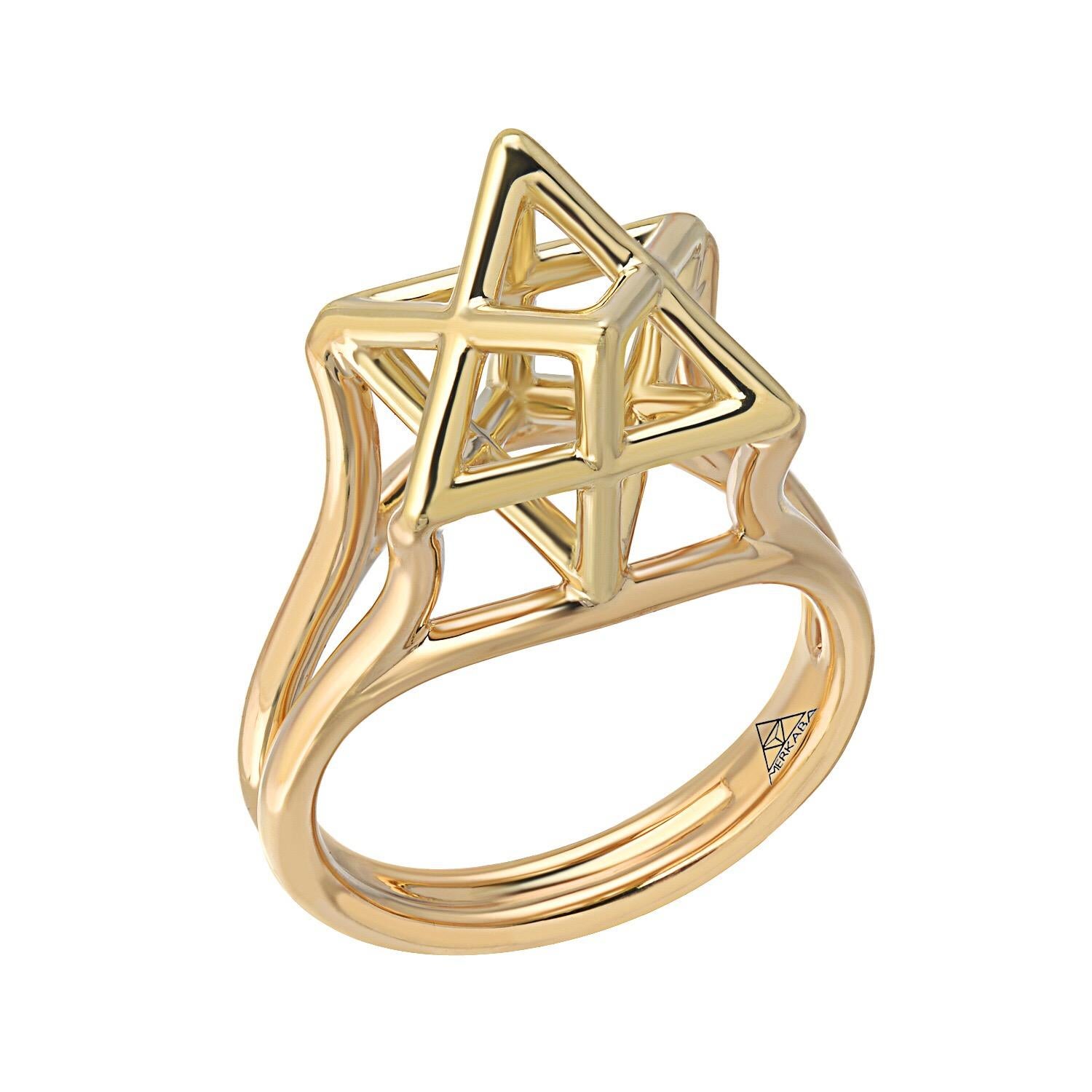 Yellow Gold Ring Merkaba Star at 1stDibs