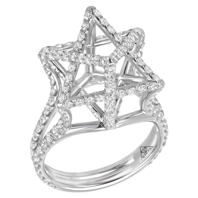 Merkaba Star Platinum Diamond Ring 2.02 Carat For Sale at 1stDibs ...