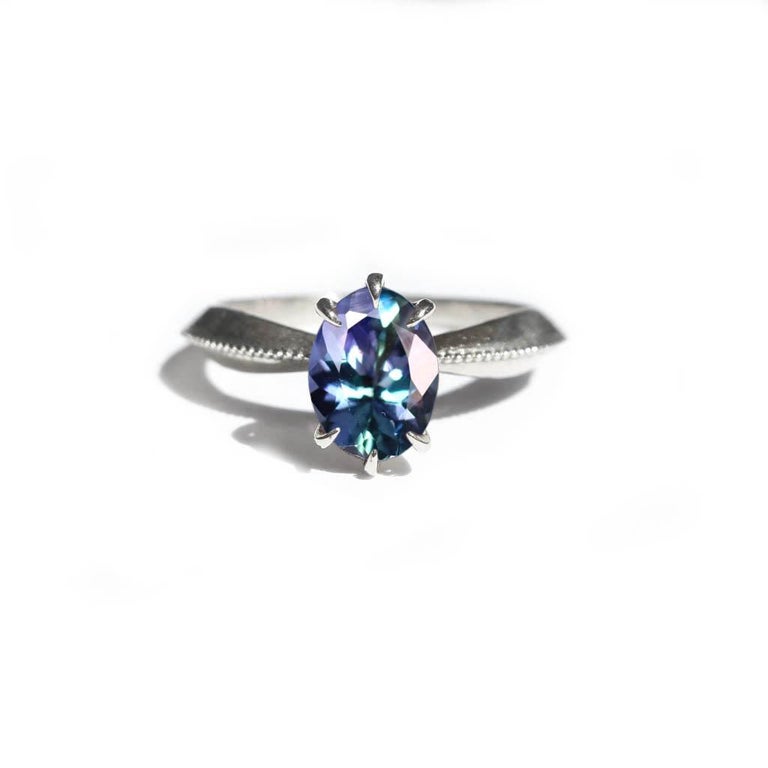 Mermaid Tanzanite Vintage Inspired Tapered 18 Karat White Gold ...