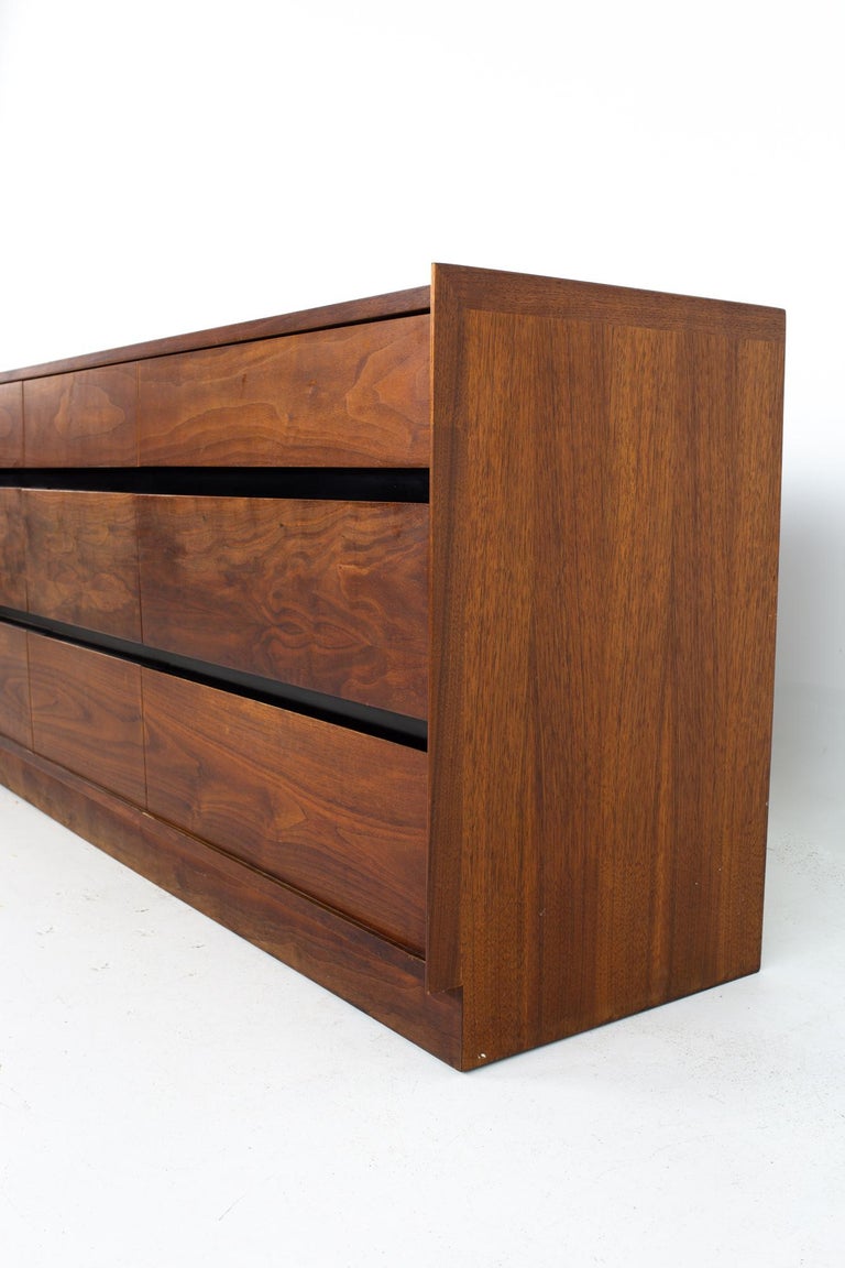 Merton Gershun for Dillingham Esprit Mid Century Walnut 9 Drawer Lowboy ...