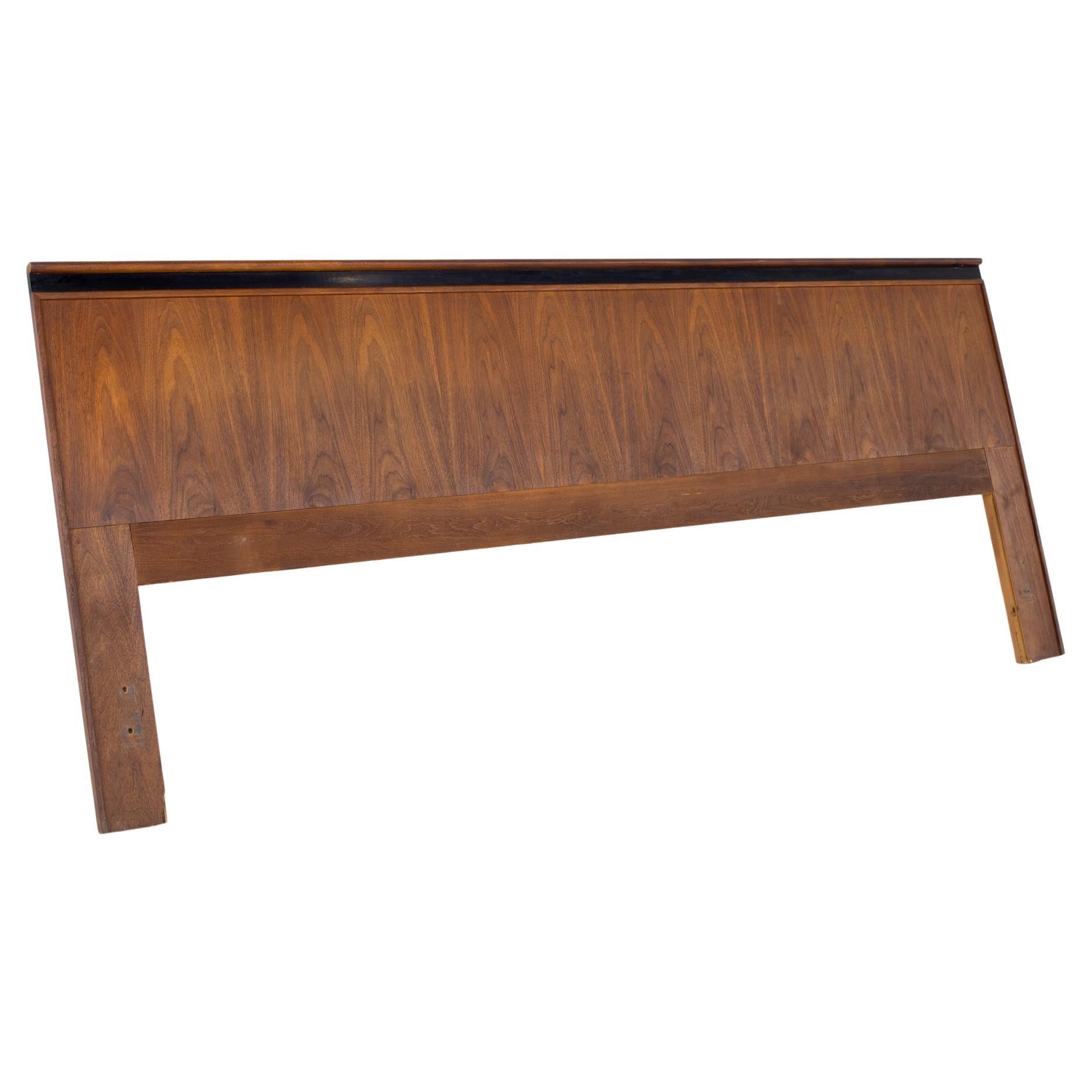 Mid-Century Modern Dillingham Tufted Walnut Headboard Full Size at 1stDibs