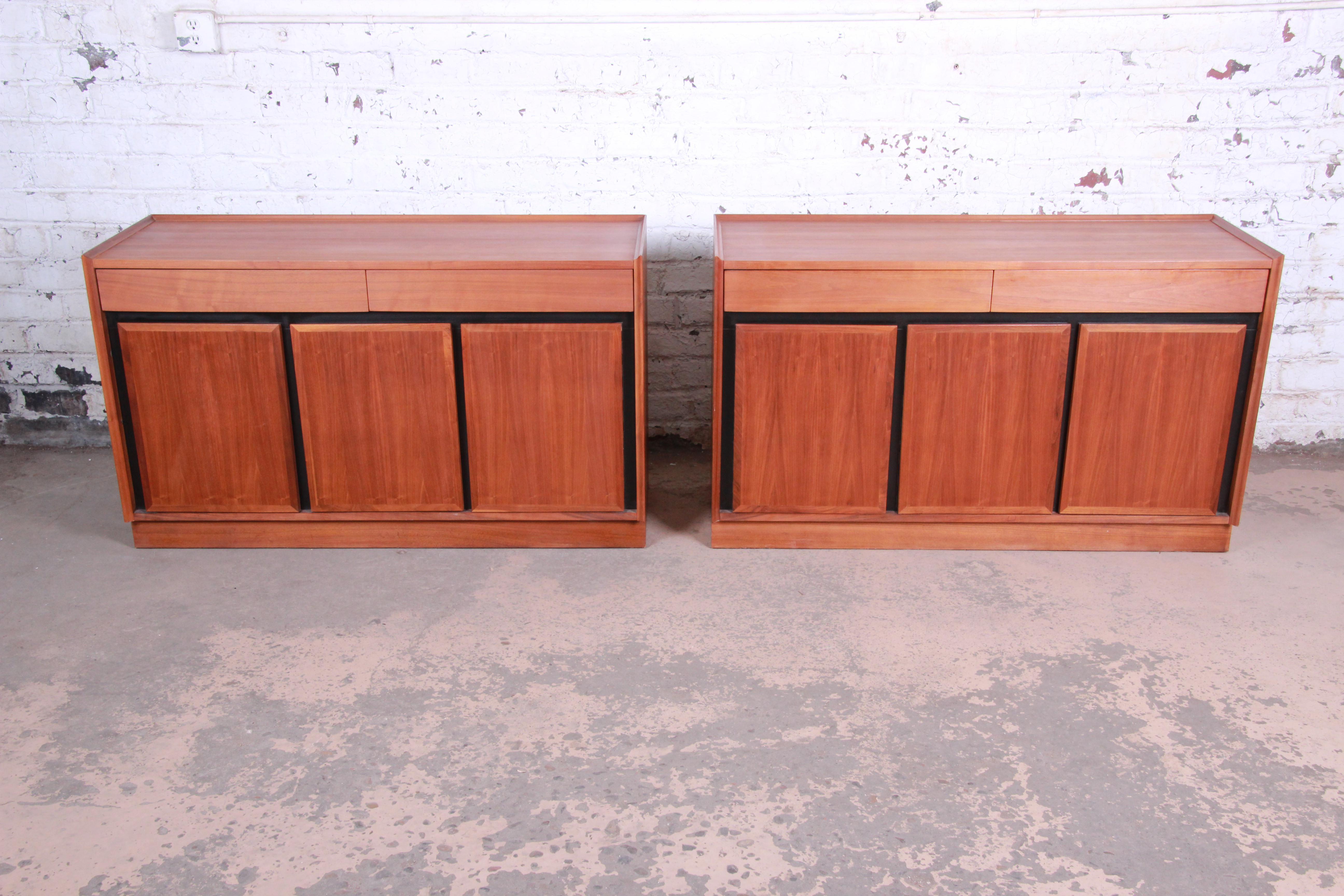 Merton Gershun for Dillingham Midcentury Walnut Sideboard Credenzas ...
