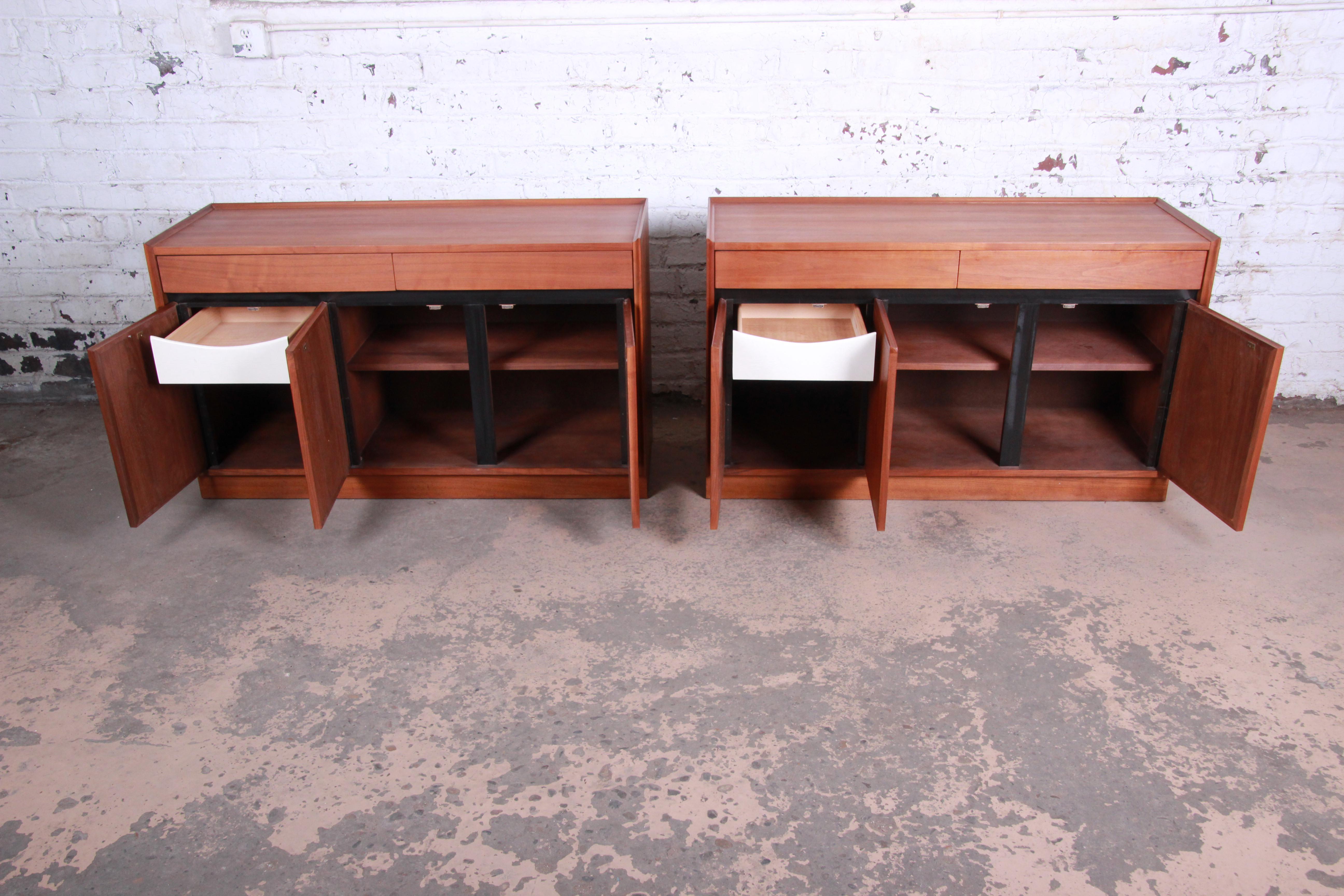 Merton Gershun for Dillingham Midcentury Walnut Sideboard Credenzas ...