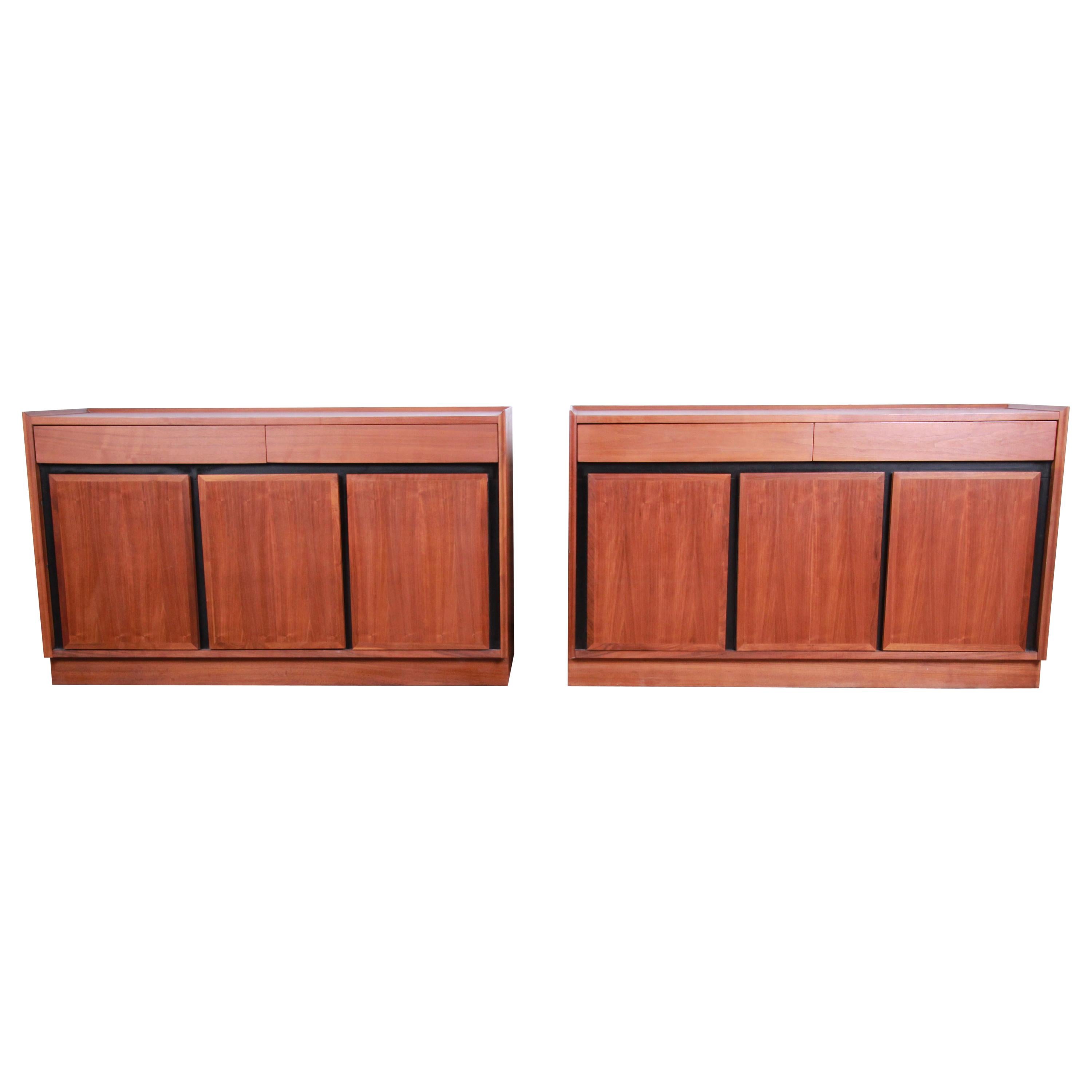Merton Gershun for Dillingham Midcentury Walnut Sideboard Credenzas ...