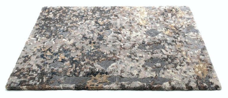 Meru North - Living Room Hand Knotted Wool Blend-silk Rug For Sale at ...