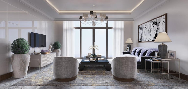 Meru North - Living Room Hand Knotted Wool Blend-silk Rug For Sale at ...