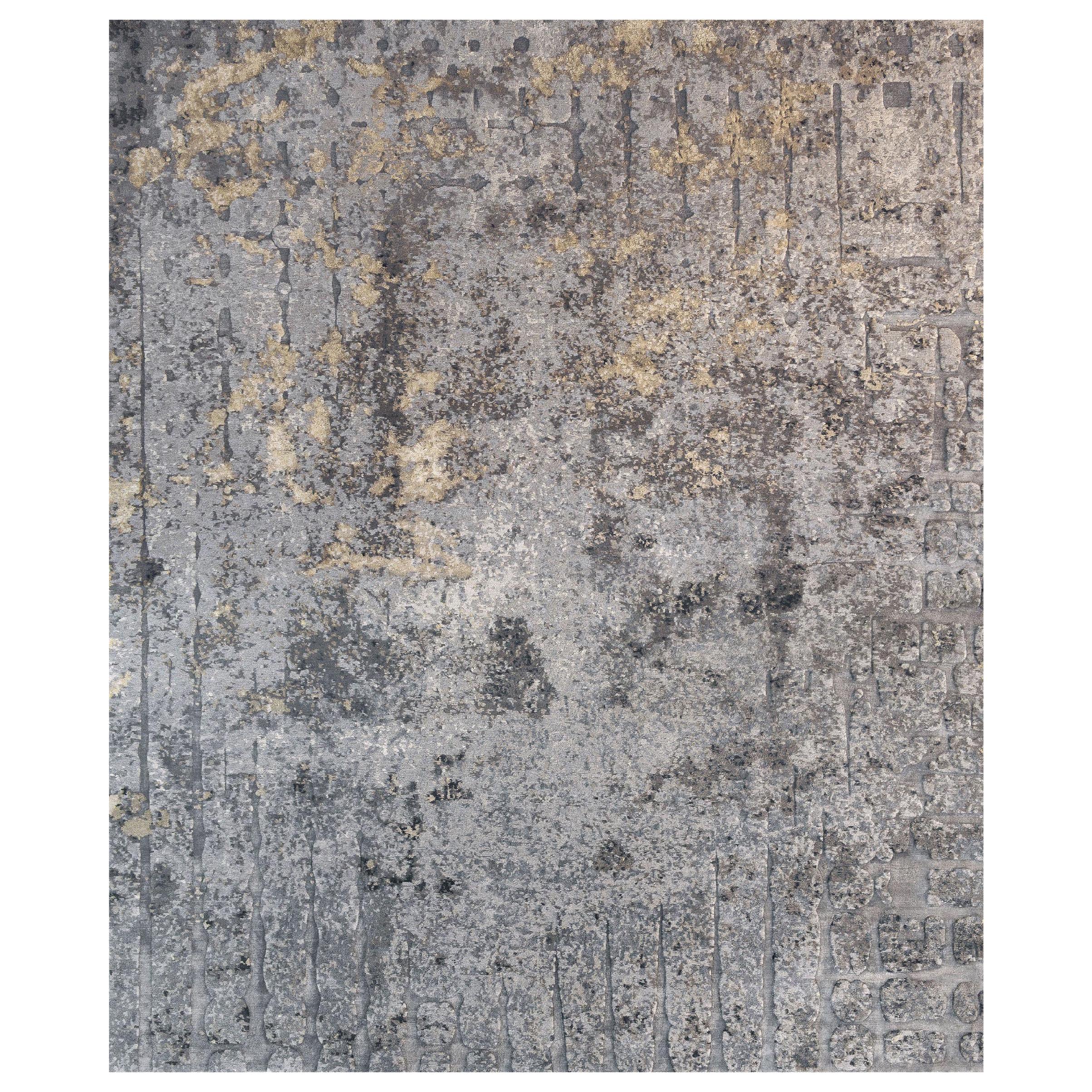 Meru North - Living Room Hand Knotted Wool Blend-silk Rug For Sale at ...