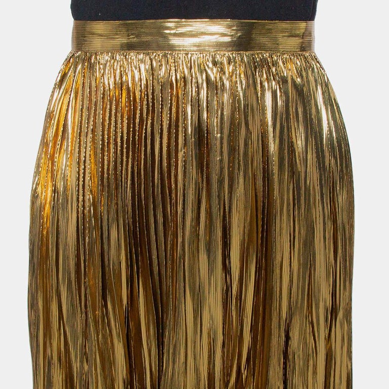Mes Demoiselles Gold Lurex Silk Pleated Sadiola Midi Skirt S For Sale ...
