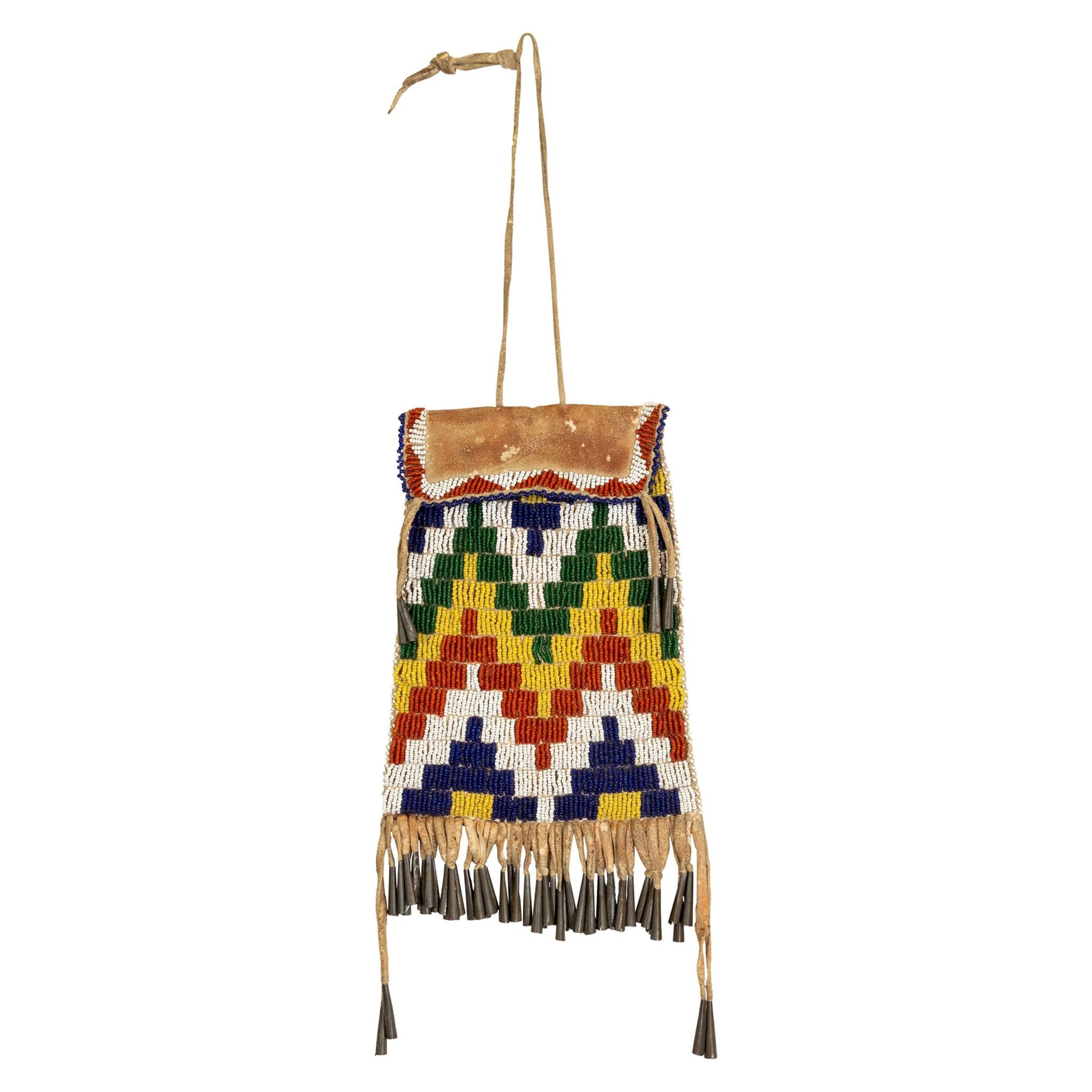 Fine Old Native American Indian Apache Beaded Bag For Sale at 1stDibs