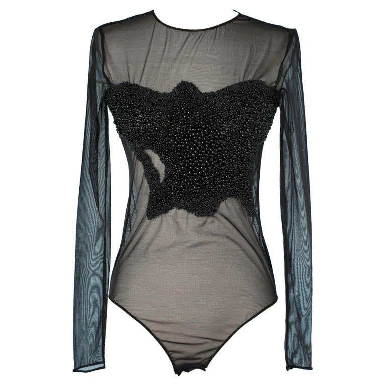 Mesh and beads black body Gianfranco Ferré at 1stDibs