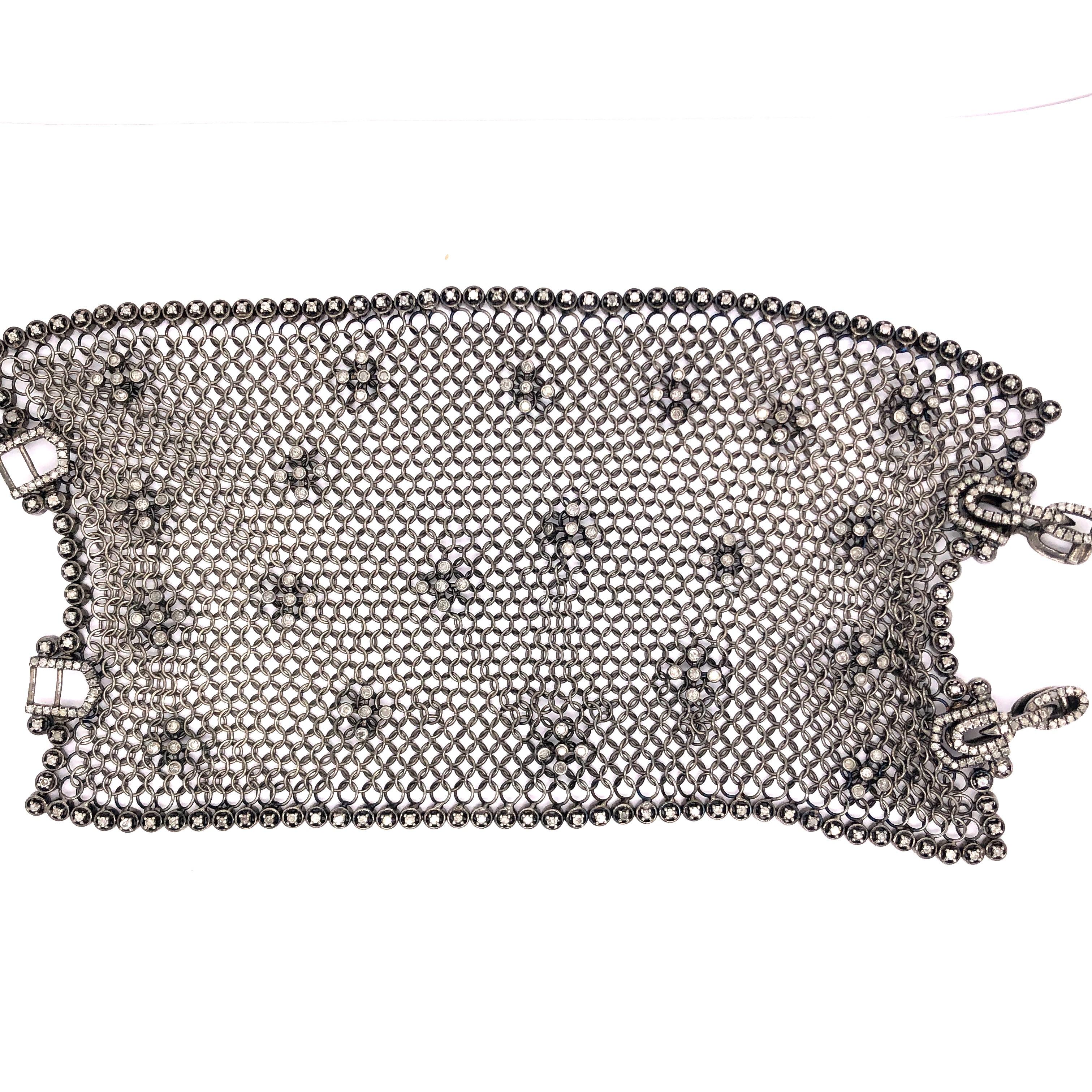 Mesh Bracelet in Silver with Diamonds at 1stDibs
