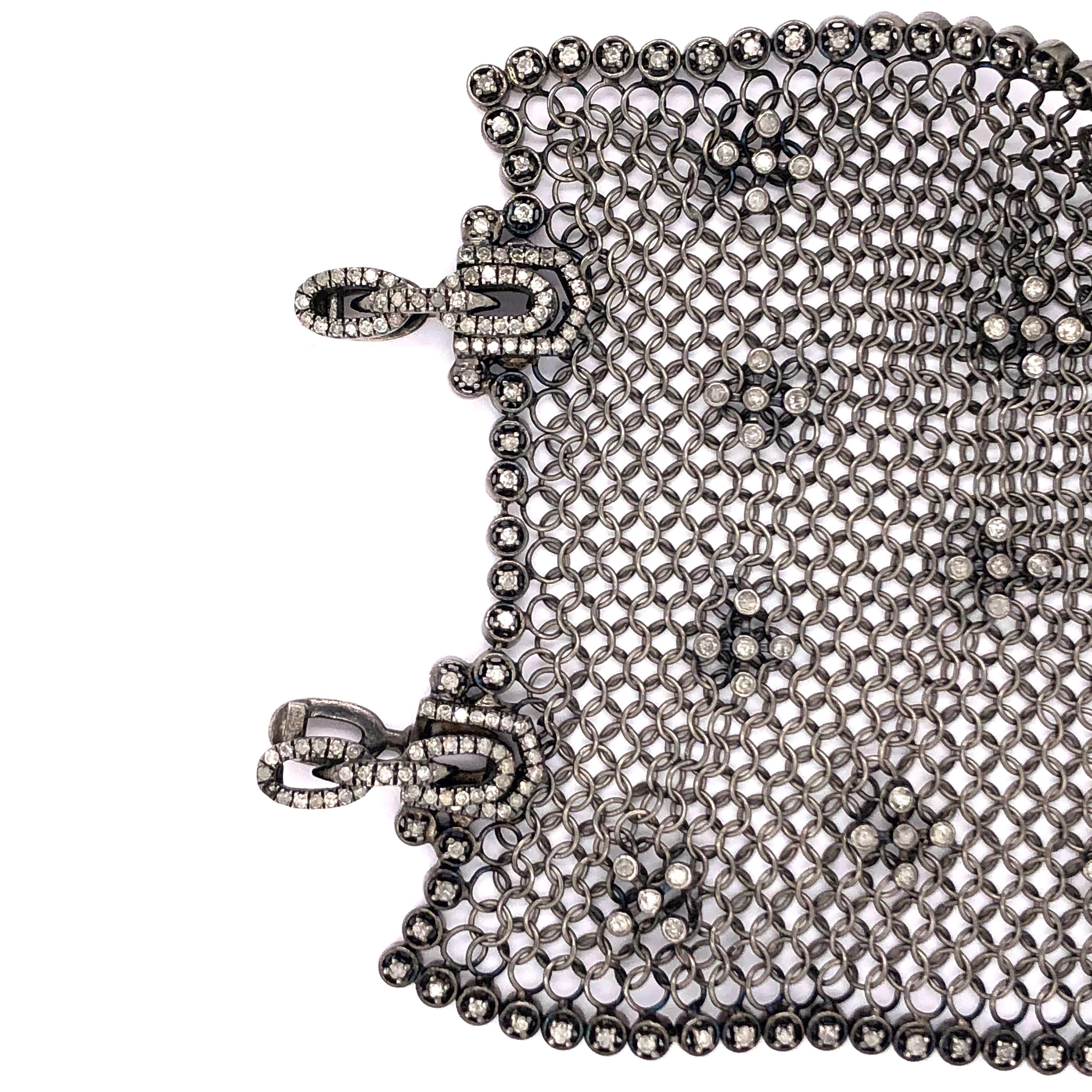 Mesh Bracelet in Silver with Diamonds at 1stDibs