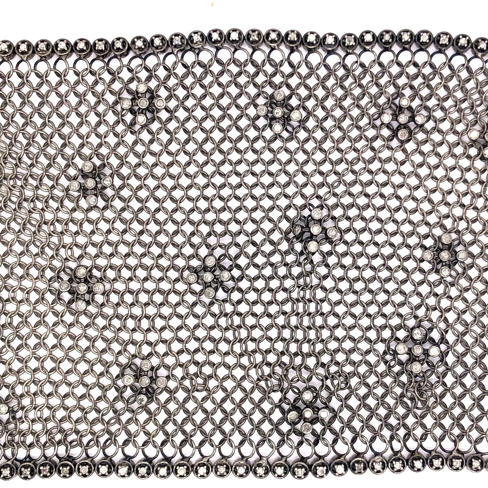Mesh Bracelet in Silver with Diamonds at 1stDibs