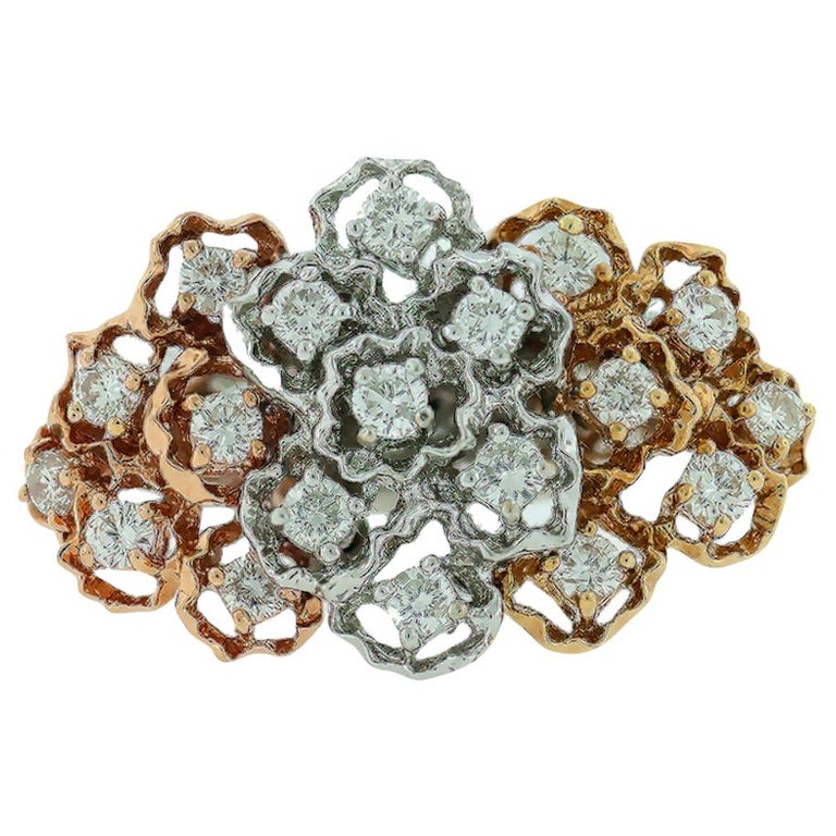 Tri-Colored Diamond Ring .95 Carat 14 Karat Mesh Style For Sale at ...