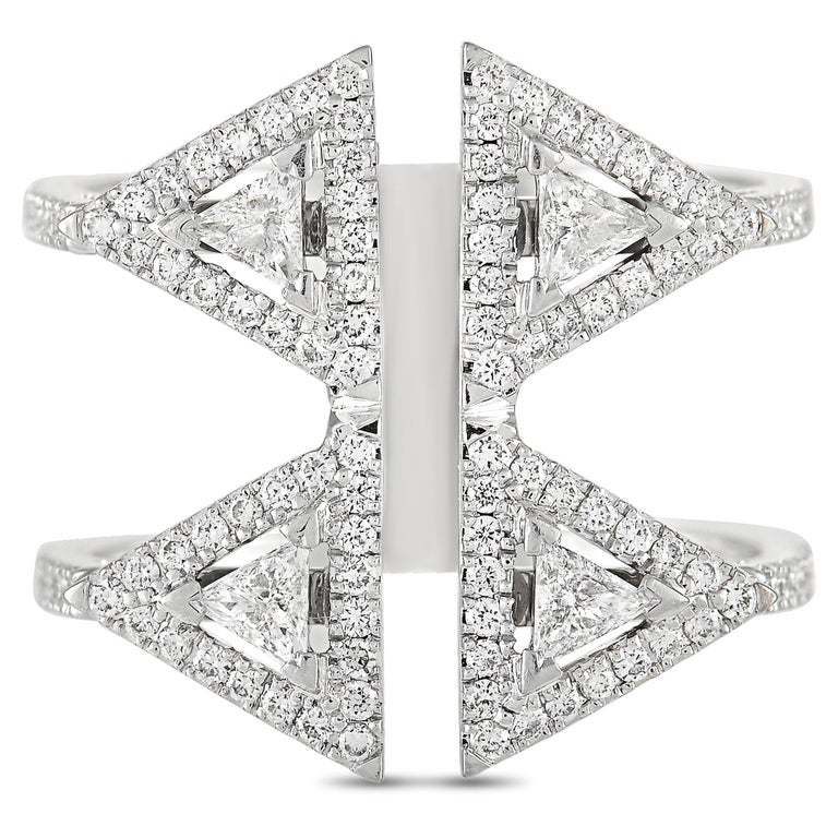 Messika 18K White Gold 0.72 ct Diamond Triangle Cuff Ring For Sale at ...