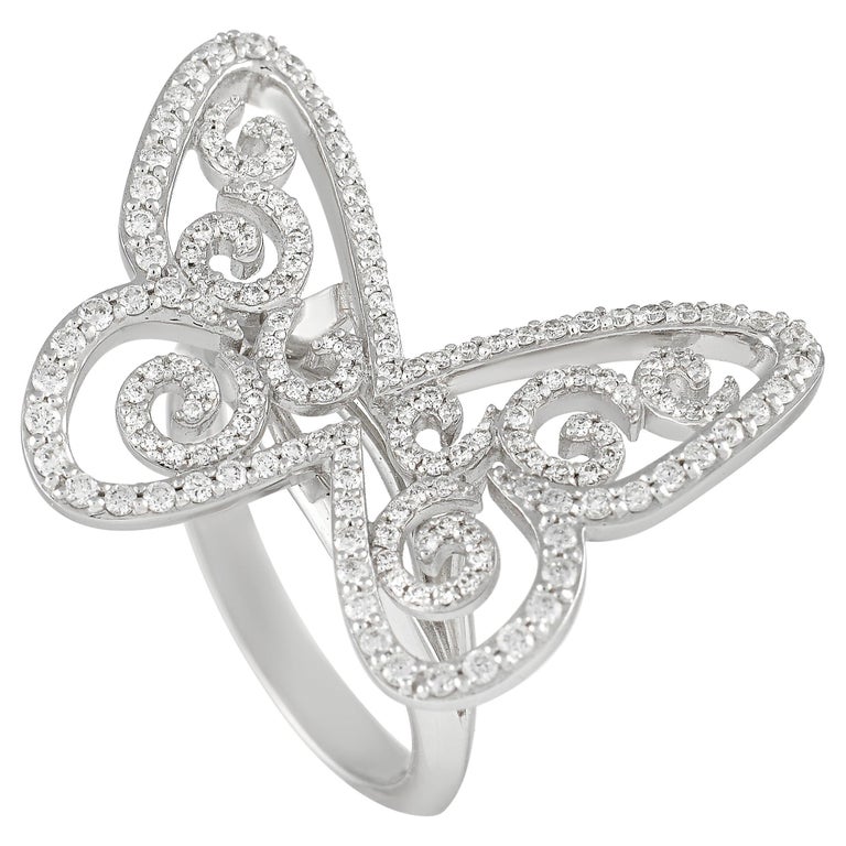Messika 18K White Gold 0.78 Ct Diamond Arabesque Butterfly Ring For Sale at 1stDibs