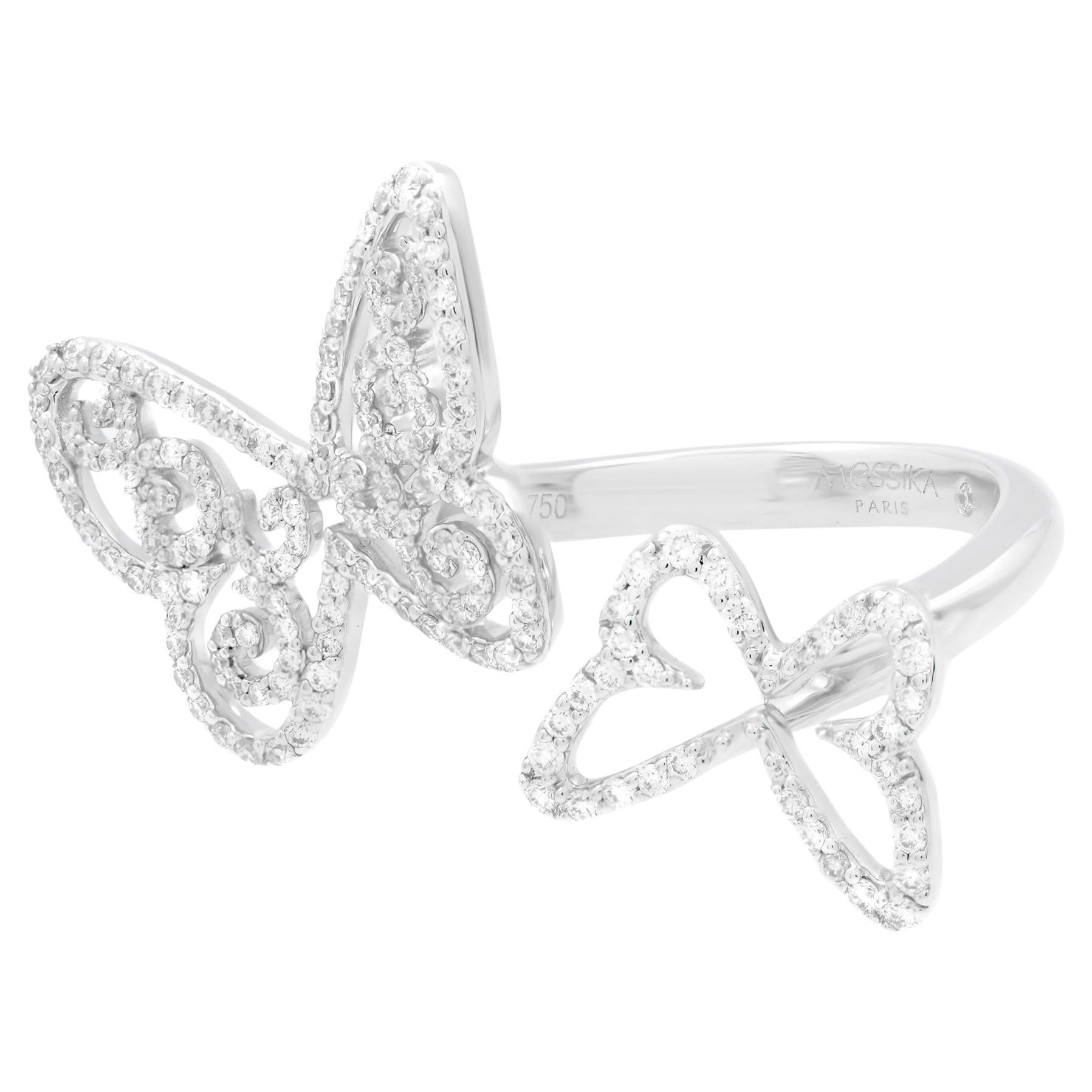 Messika Paris 18K White Gold Butterfly Arabesque 0.78 Ct Diamond Ring ...