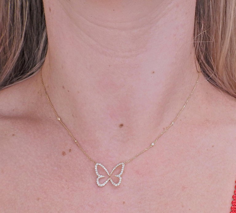 Messika Butterfly Yellow Gold Diamond Pendant Necklace For Sale at 1stDibs