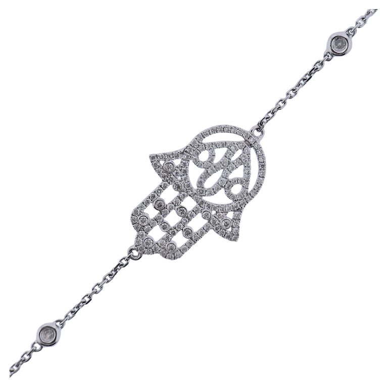 Messika Fatma Hamsa Hand of Gold Diamond White Gold Chain Bracelet For ...