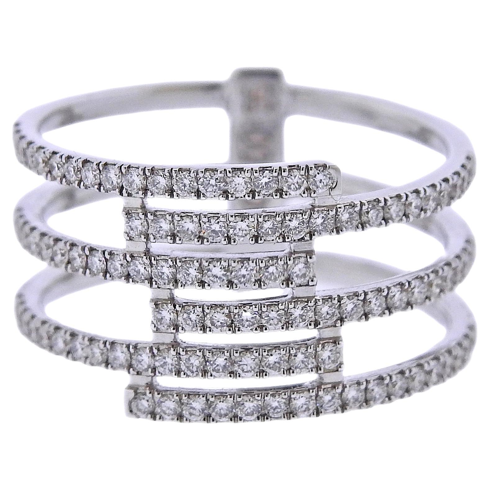 Messika Move Classic Pave Diamond and 18k White Gold Ring Size 50 For ...