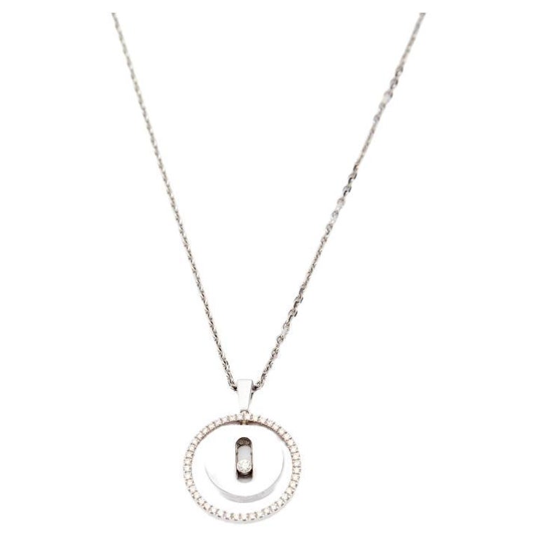 Messika Lucky Move Diamonds 18k White Gold Pendant Necklace For Sale at ...