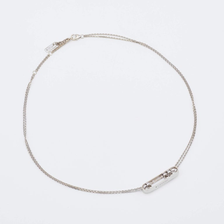 Messika Move Diamond 18k White Gold Double Chain Necklace For Sale at ...