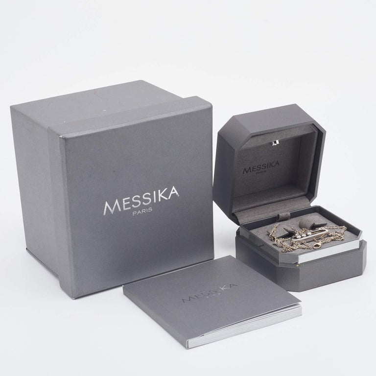 Messika Move Diamond 18k White Gold Double Chain Necklace For Sale at ...