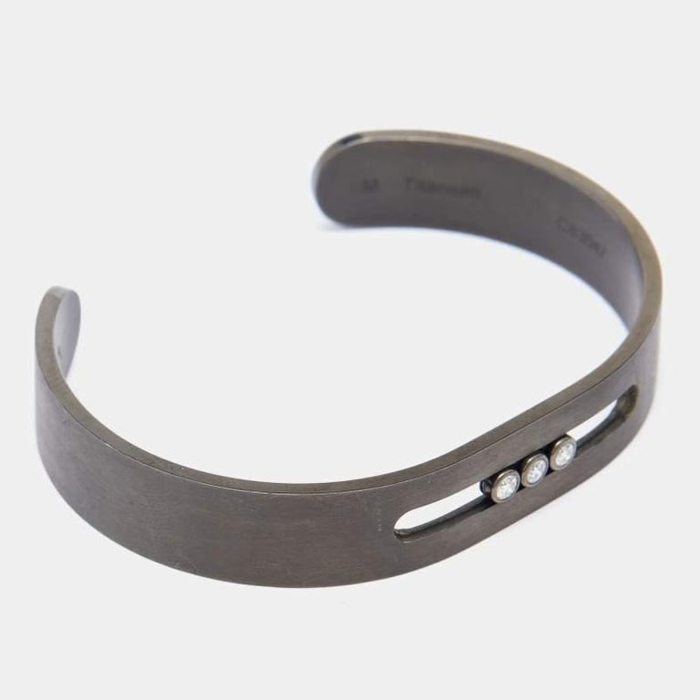 Messika Move Diamonds Titanium Open Cuff Bracelet M For Sale at 1stDibs