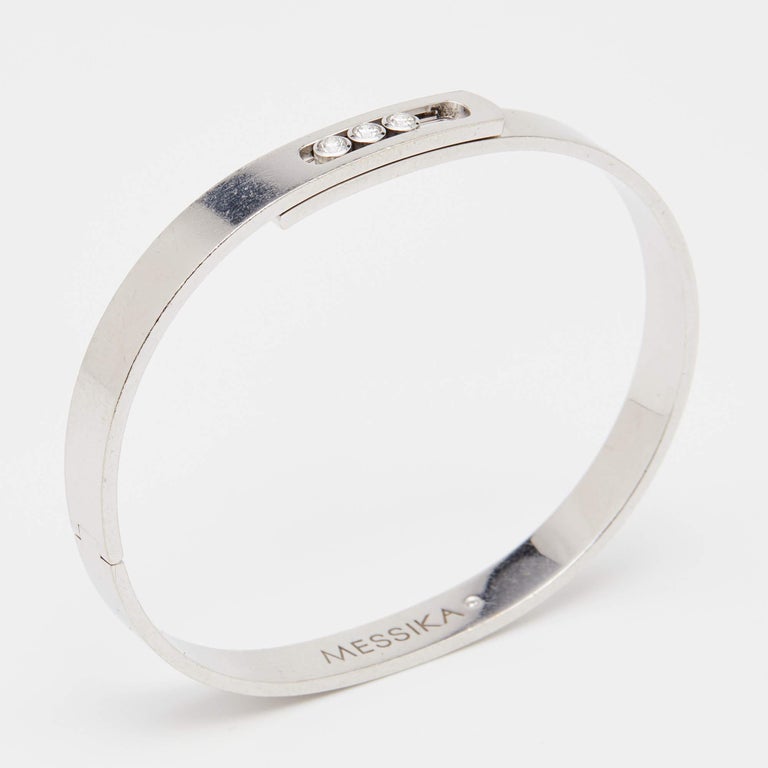 Messika Move Noa Diamonds 18k White Gold Bangle Bracelet For Sale at 1stDibs