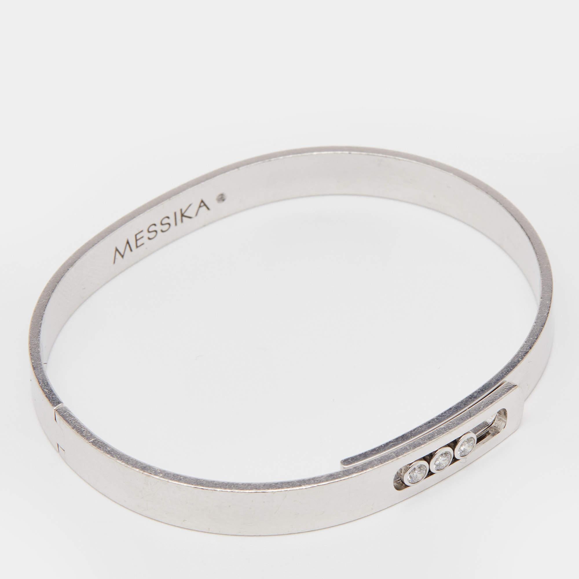 Messika Move Noa Diamonds 18k White Gold Bangle Bracelet at 1stDibs | messika move noa bangle ...