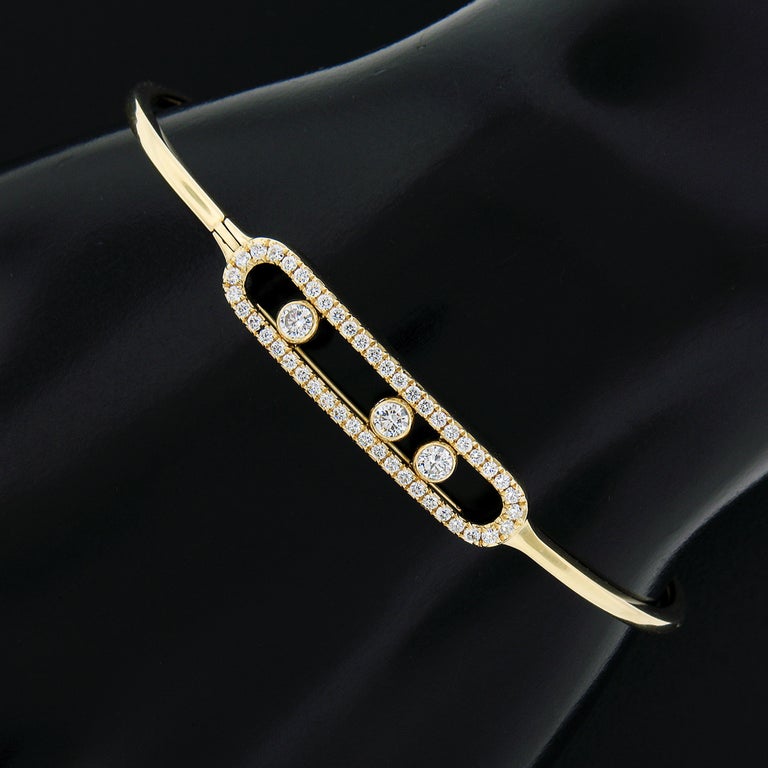 Messika Move Pave Thin 18k Yellow Gold Floating Diamond Bangle Bracelet ...