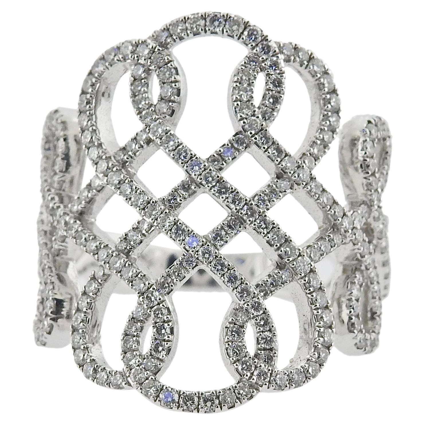 Messika "Snake" Ring in 18 Karat White Gold Set with Diamonds For Sale ...